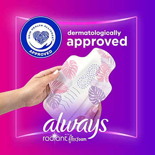 Always Radiant Feminine Pads for Women, Size 2 Heavy, with wings, scented, 36 count