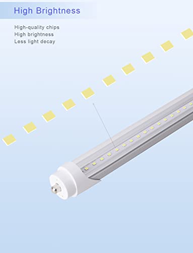 AQIQUUT Led Shop Light, Led Garage Light,8FT FA8 44W T8 6000K 5400LM Clear Cover,for Garage Warehouse Workbench Workshop,12-Pack