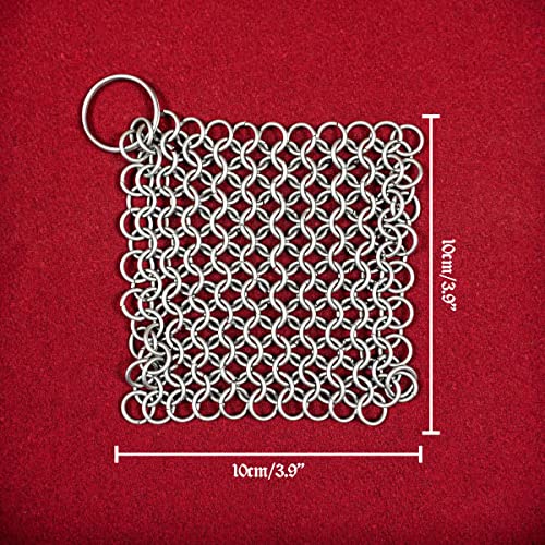 Mythrojan Chainmail Stainless Steel Scrubber: Ideal for Cleaning Cast Iron Skillet, Wok, Cooking Pot, Griddle or Cast Iron Cauldron Maintenance