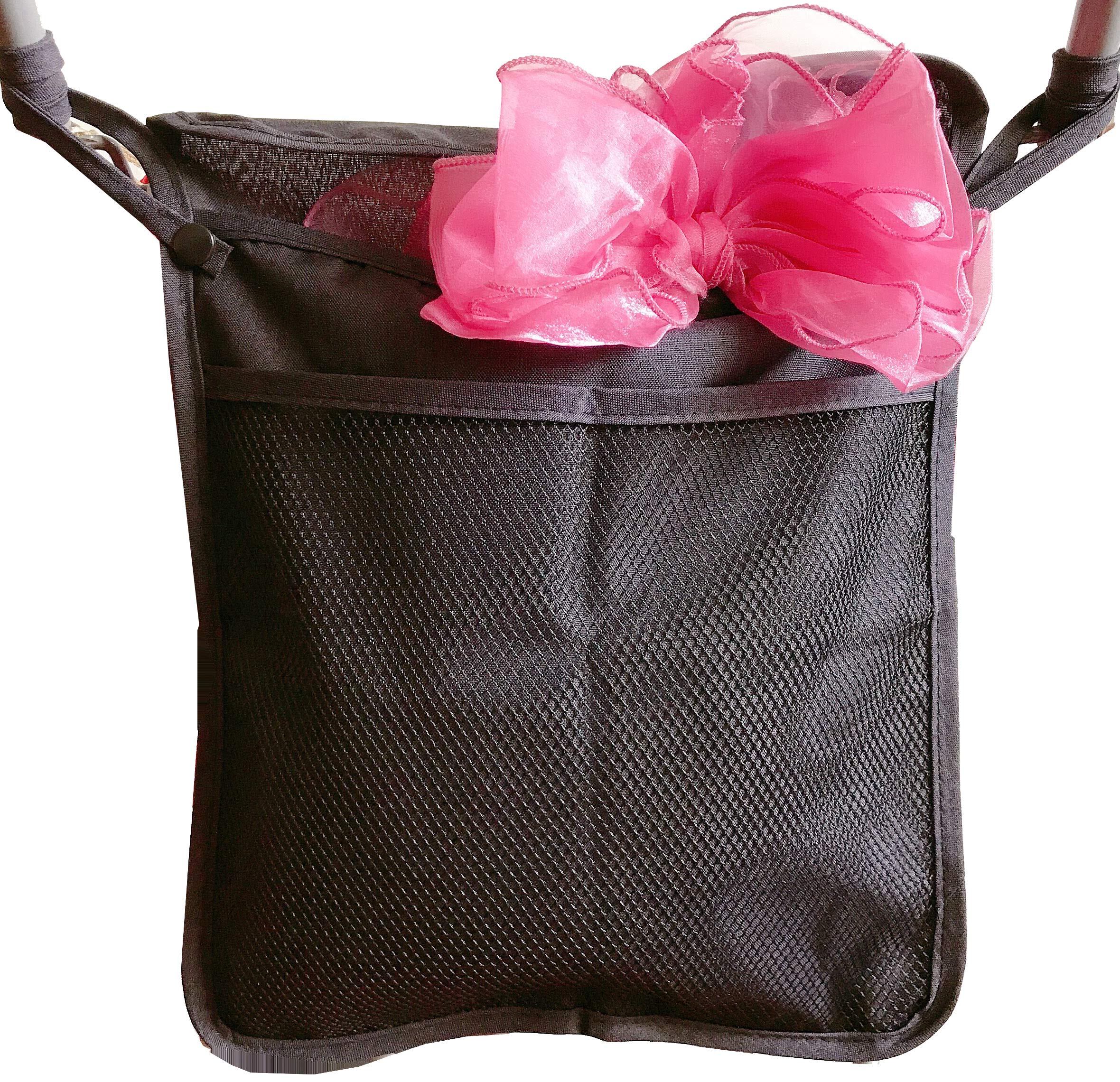 Stroller Bag Organizer Black with two Storage Pockets front mesh pocket for bottles nappy baby cloth