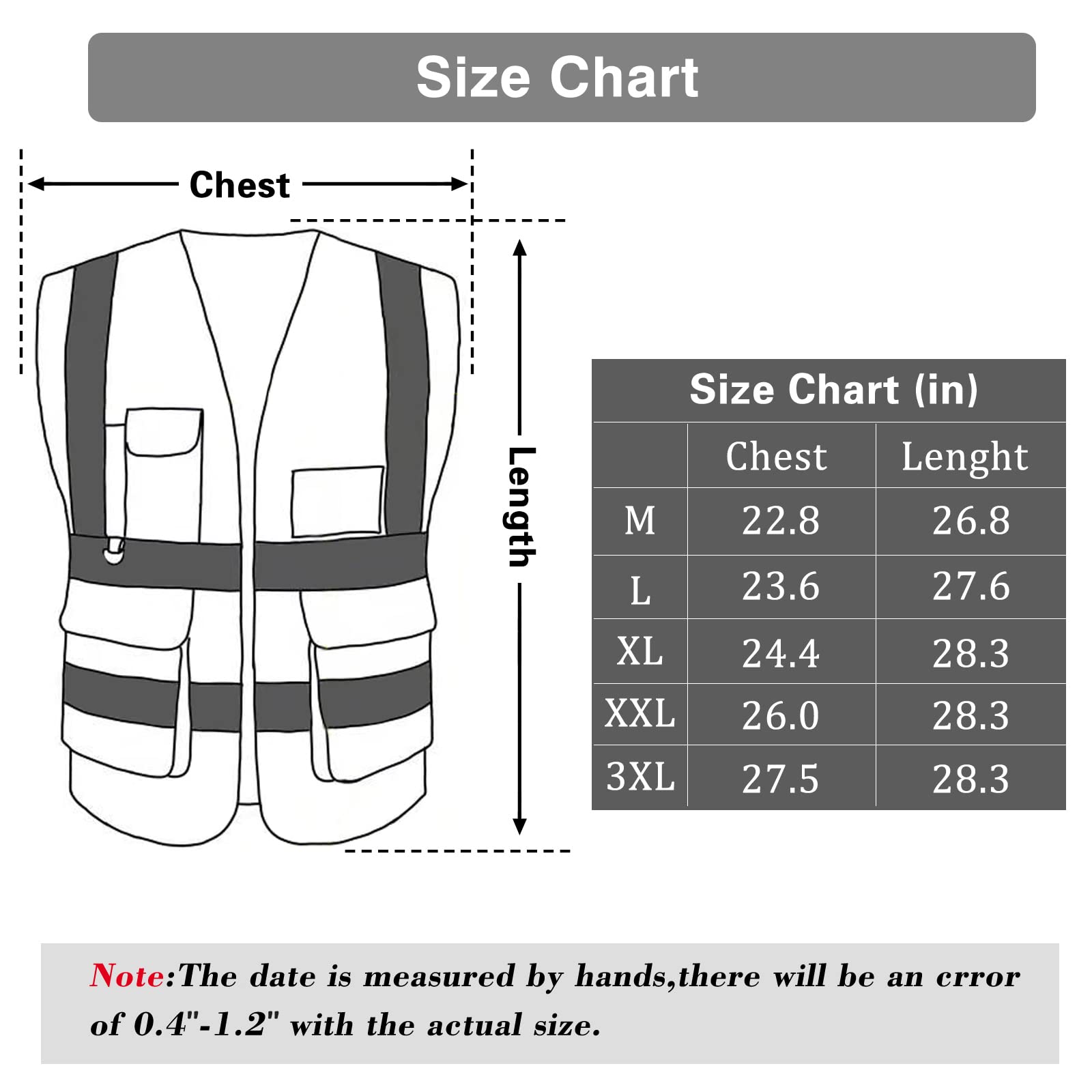 WORCBGIO Reflective Safety Vest with Pockets High Visibility Sliver Strip for Men and Women (Blue, Medium