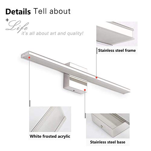 BRIVOLART LED Vanity Lights, 24 Inch 14W Cool White 6000K LED Bathroom Bedroom Vanity Light Fixtures Modern Chrome Bathroom Vanity Lights for Mirror