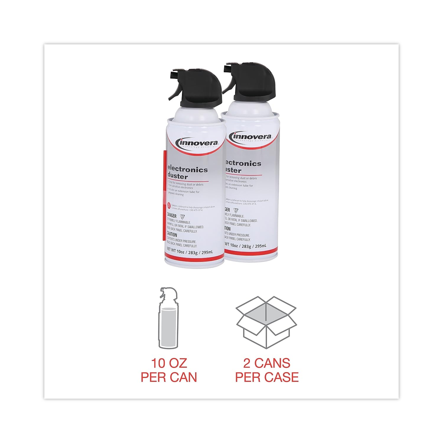 Innovera IVR10012 10 oz. Can Compressed Air Duster Cleaner (2/Pack)