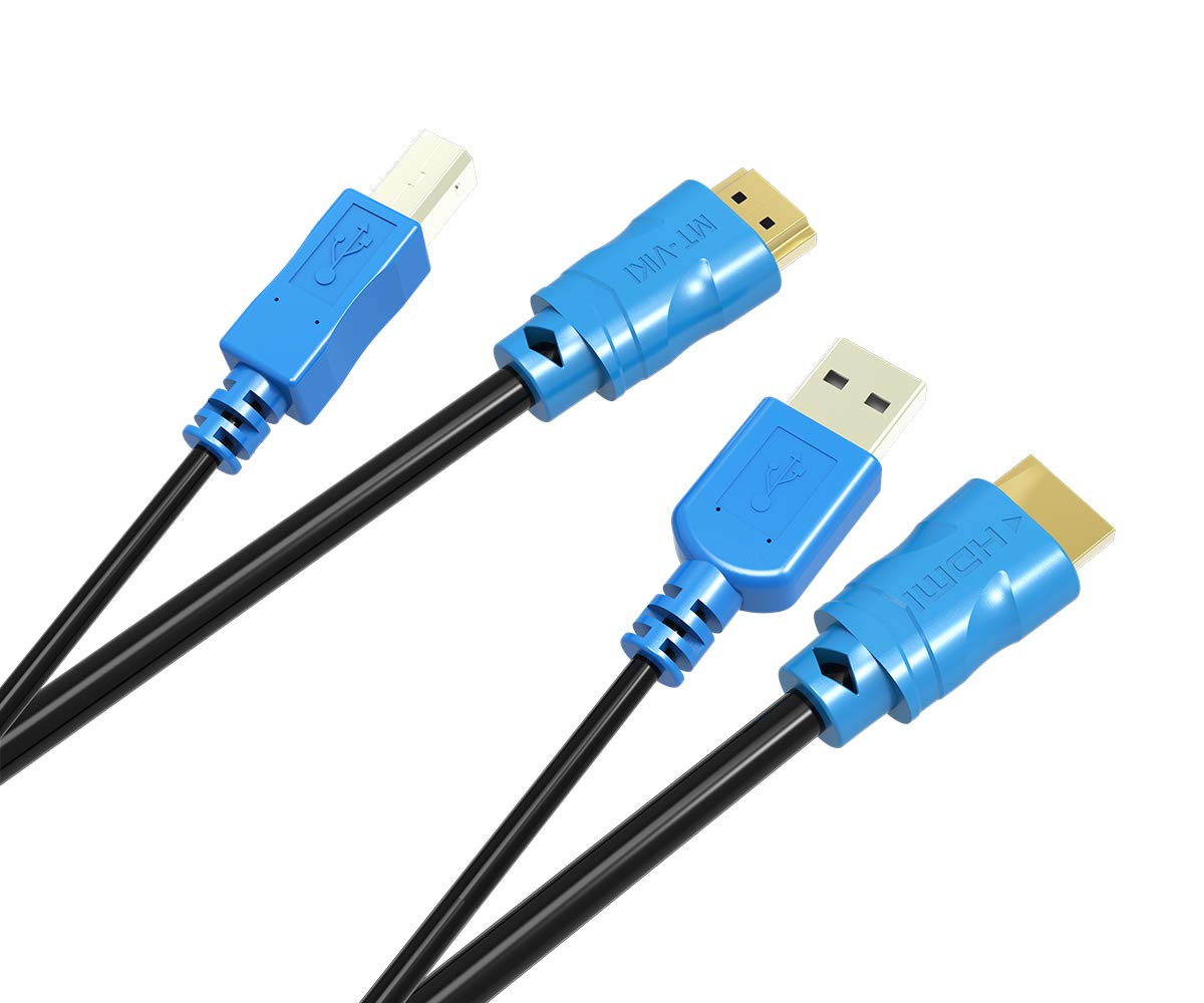 MT-VIKI 2 Packs USB HDMI KVM Cable 6ft 4K HDMI USB A to HDMI USB B Twin Cord for Standard KVM Switch