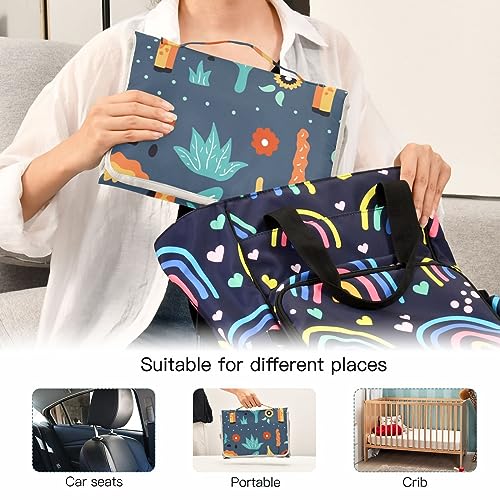 Bulletgxll Cartoon Couple Giraffes Portable Diaper Changing Pad Waterproof Changing Pad with Baby Tissue Pocket and Magic Stick for Newborn Baby.