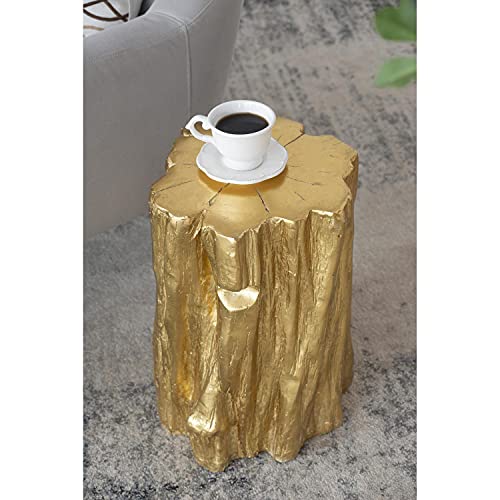 A&B Home Nature Wood Texture Inspired, End Table Side Table Living Room Furniture Luxury, Golden Tree Trunk Garden Stool or Gold Coffee Table Accent Tables for Small Spaces - 13.5x13x20