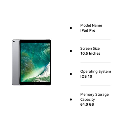 Apple iPad Pro 10.5in -64GB Wifi - 2017 Model - Gray (Renewed)