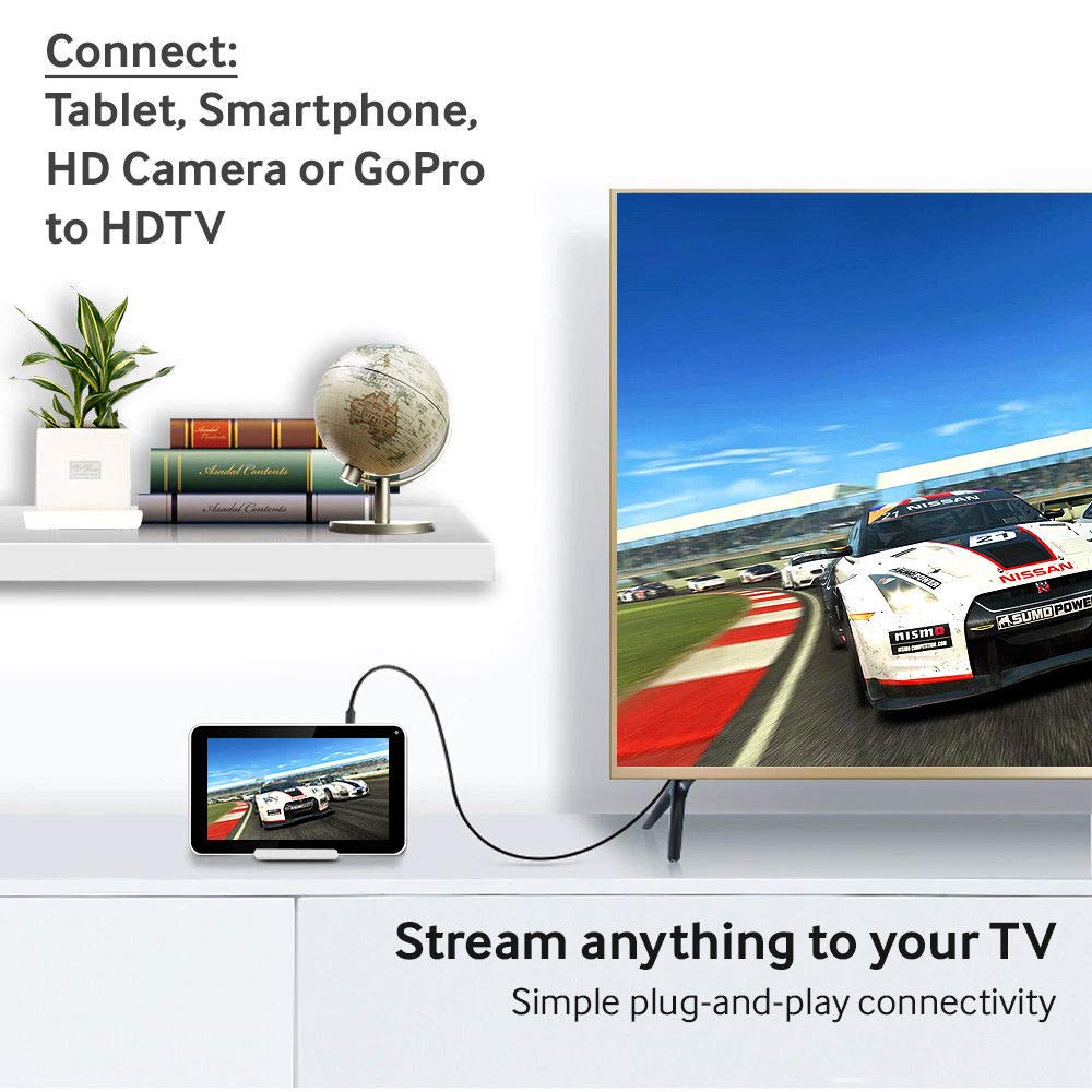 KAUPOONK Mini HDMI to HDMI, High Speed Mini HDMI to HDMI Cable for Camera(5ft)