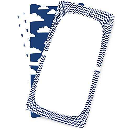 Changing Pad Cover β Premium Baby Changing Pad Covers 4 Pack β Boy or Girl Changing Pad Cover β Pure Cotton Machine Washable Navy and White Changing Table Cover β Diaper Changing Pad Cover Sheets