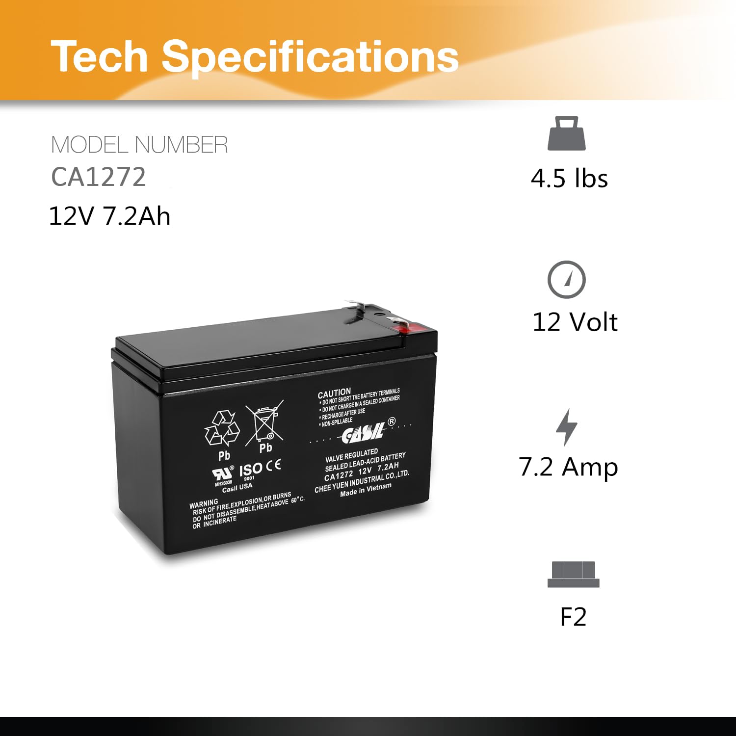 Casil 12V 9Ah F2 Terminal Replacement Battery Compatible with APC Back-UPS XS1500 XS 1500 2 Pack (12V 7.2AH XS1000)