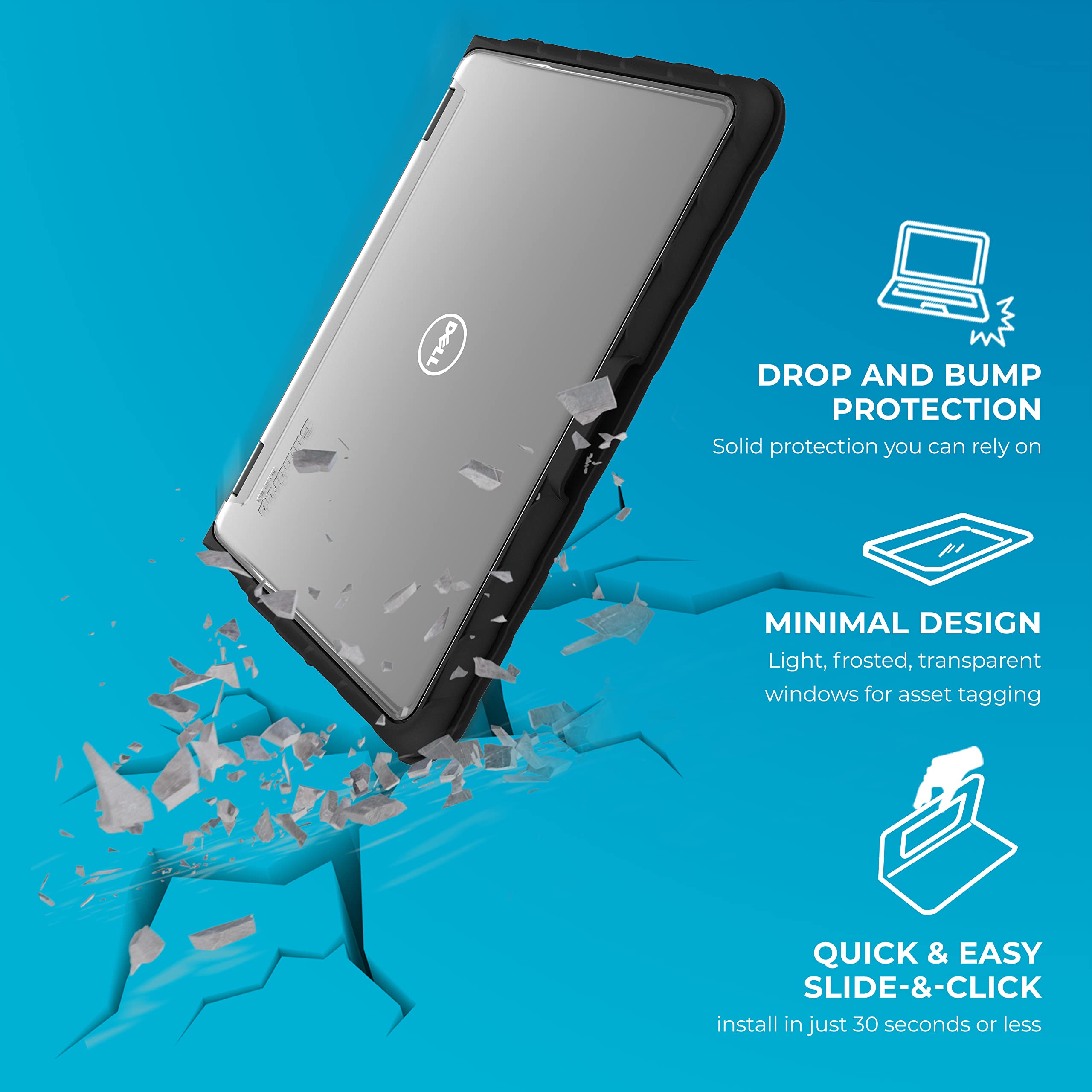 Gumdrop DropTech Laptop Case Fits Dell Latitude 3190 11 inch 2in1. Designed for K-12 Students, Teachers and Classrooms – Drop Tested, Rugged, Shockproof Bumpers for Reliable Device Protection – Black