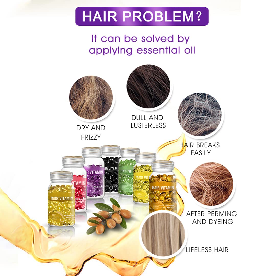 gowwim Hair Vitamin Serum Capsule, Multi-Oil Treatment for Smooth, Silky Hair Growth, Repair and Mask - 30 PCS