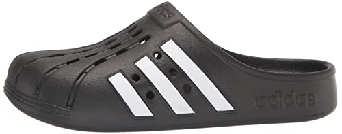 adidas Unisex Adilette Clogs Slide Sandal, Core Black/White/Core Black, 9 US Women/8 US Men