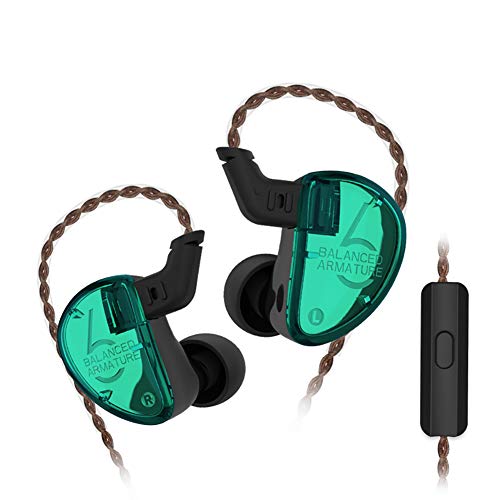 KZ IEM Earphone 3BA Balanced Armature Headphone HD Sound in Ear HiFi Stereo Noise Cancelling Earbuds AS06 Triple-Driver Universal-Compatible with Smartphones (Cyan with MIC)