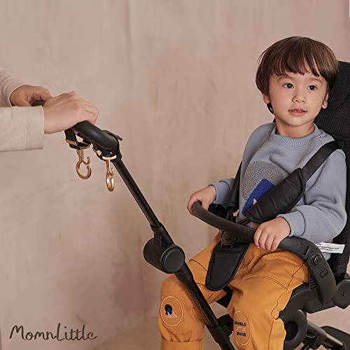 MomnLittle Multi-Purpose 2 Pack Stroller Hooks(ROSE GOLD) Leather Purse & Bags Hooks for Stroller Hook Accessories Bag Holder for Wagon Buggy