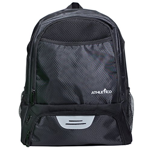 Athletico Youth Soccer Bag - Soccer Backpack & Bags for Basketball, Volleyball & Football | Includes Separate Cleat and Ball Compartment (Black)