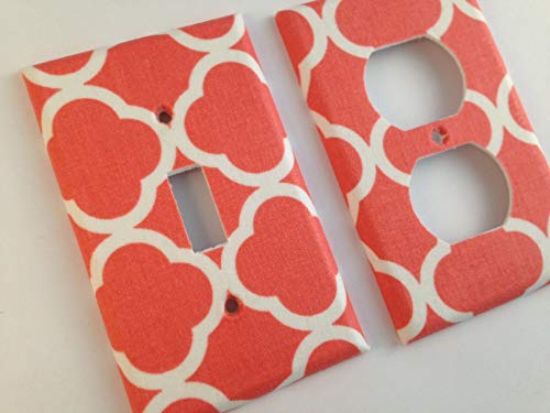 Coral White Quatrefoil Light Switch Cover Various Sizes Offered