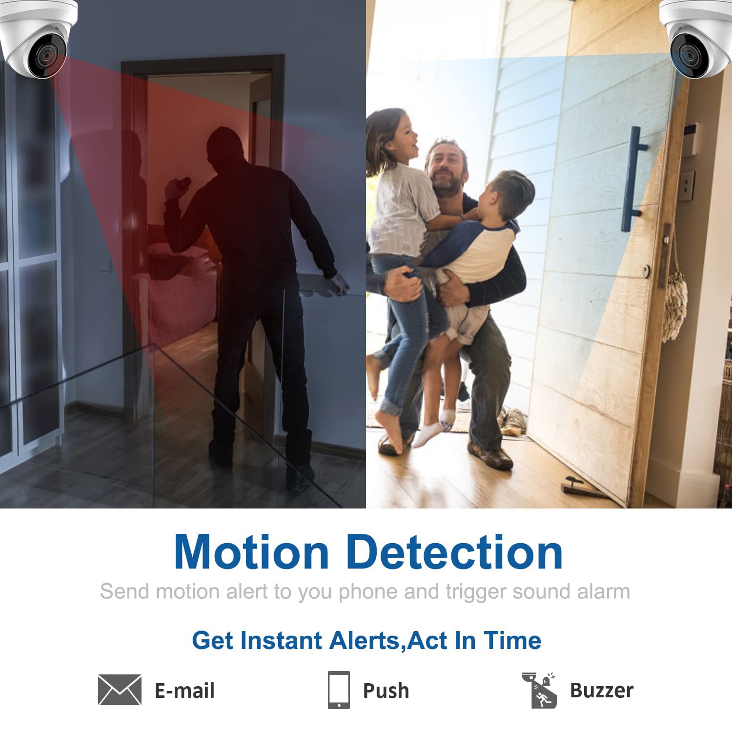 Anpviz 5MP Security IP Dome PoE Camera with Mic/Audio, 5.3MP (3072 * 1728) Turret Outdoor Camera, 98ft NightVision, 2.8mm Lens, IP67 Weatherproof, SD Recording (256GB), White (IPC-D353W-S)