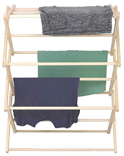 Pennsylvania Woodworks Premium American Maple Clothes Drying Rack - Handcrafted in Pennsylvania - Solid Wood Construction, Collapsible, Eco-Friendly Laundry Solution (Medium)