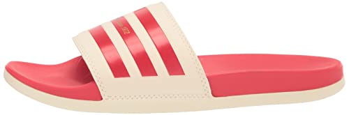 adidas Unisex Adilette Slides Sandal, Wonder White/Vivid Red/Gold Metallic, 13 US Women