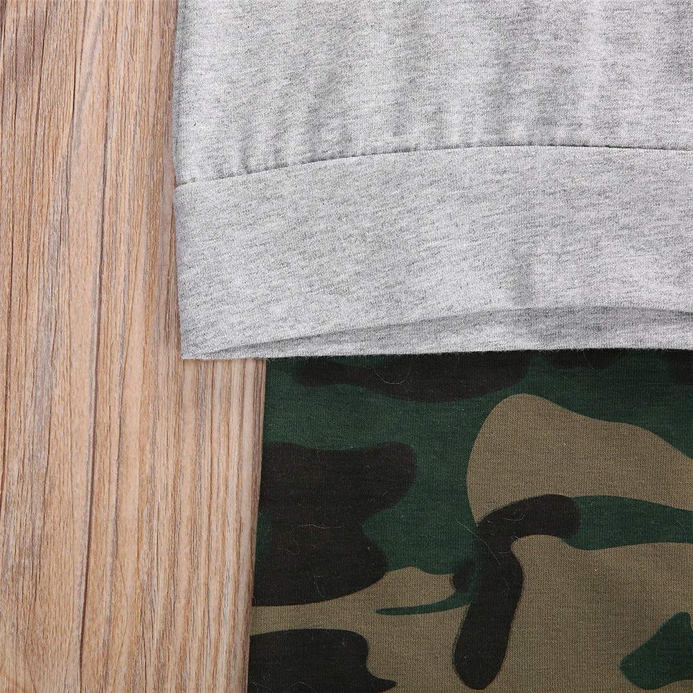 Infant Toddler Baby Camo Hoodie Set Boy Fall Camouflage Pullover Hoodies Sweatshirt Long Pants Outfit Clothes (Grey,18-24 Months)