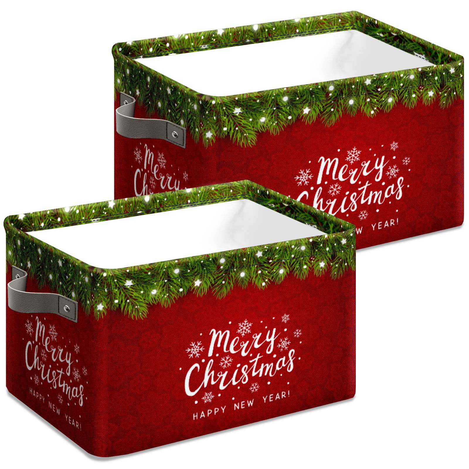 Christmas Bins Tree Snowflake Decorative Christmas Tree Red Truck Storage Box Rectangular Storage Baskets Organizer Basket with Handles 10x14x8 Inches