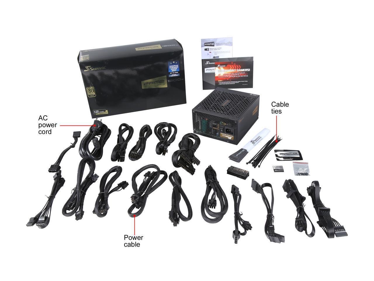 Seasonic PRIME GX-1300 | 1300W | 80+ Gold | Full Modular | ATX Form Factor | Low Noise | Premium Japanese Capacitor | 12 Year Warranty | Nvidia RTX 30/40 Super & AMD GPU Compatible (Ref. SSR-1300GD)