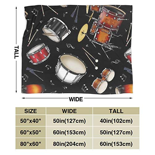 Percussion Black Drum Throw Blanket Ultra Soft Thick Bed Blanket Soft Coral Flannel Blanket Micro Fleece Blanket for Sofa Couch Bed Chair Office Sofa Soft Blanket Home Bed Blankets 50"x 40"