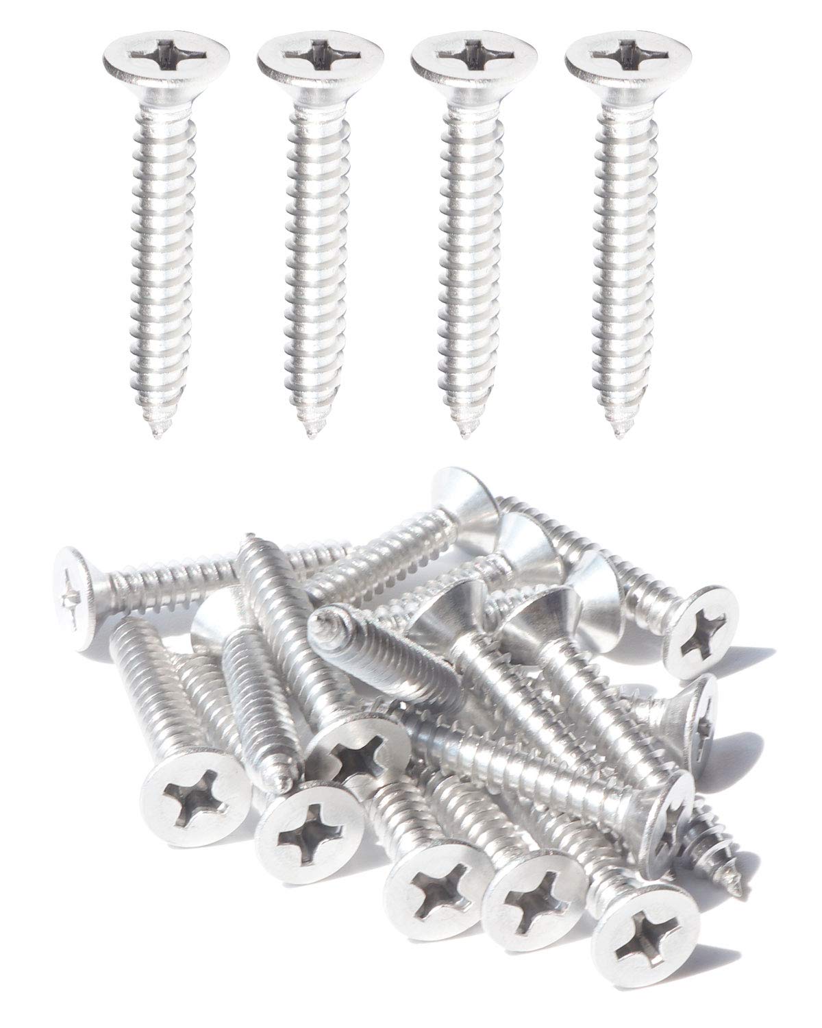 Stainless Steel Wood Screws #14 x 1 Inch Self Tapping Screws 50pcs, Flat Head Phillips 18/8 Stainless Steel Sheet Metal Screws for Cabinet, Wooden, Indoor and Outdoor Use by IMSCREWS