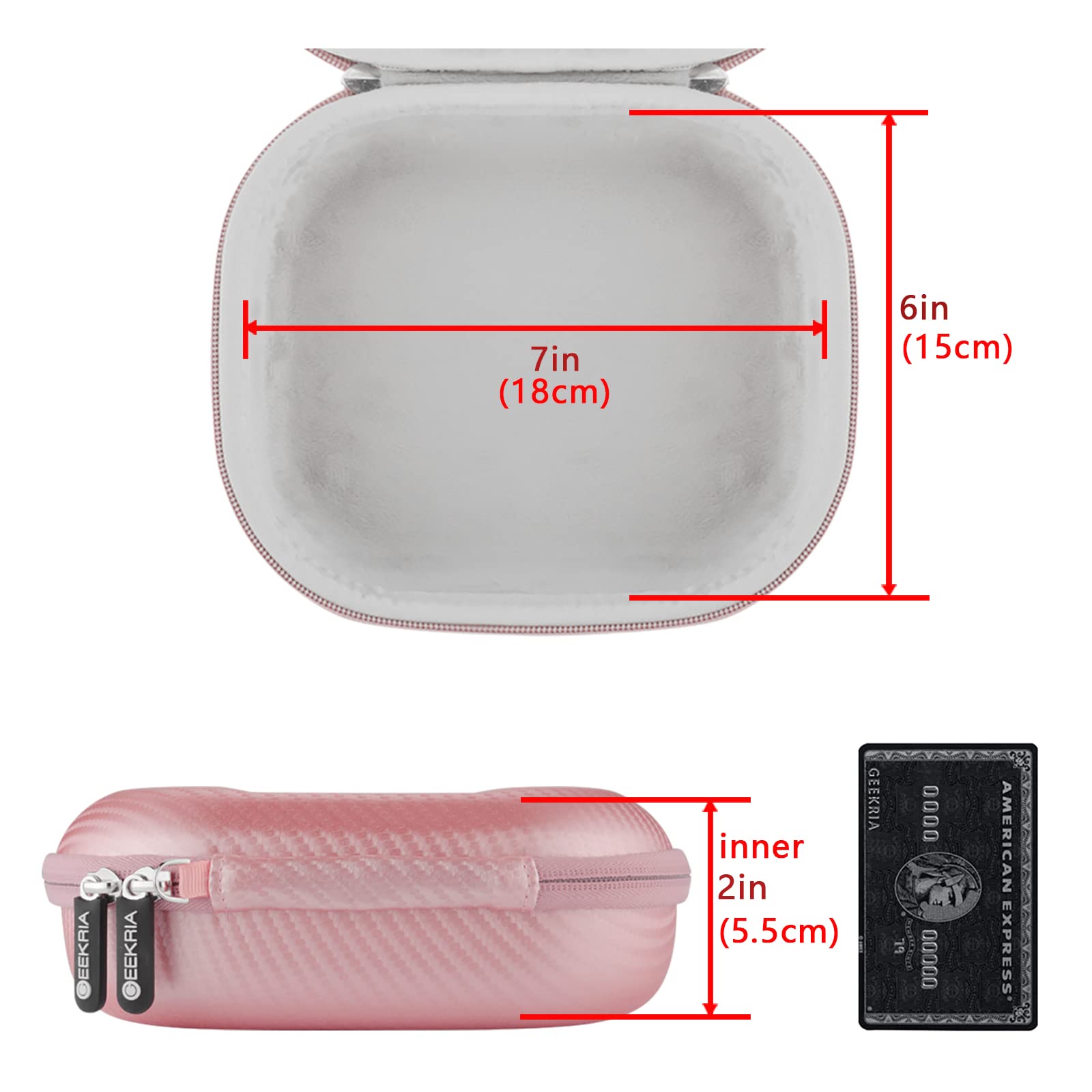 Geekria NOVA Headphones Case Compatible with Bose QC Ultra, QuietComfort 35 II, QC45, QC25, QCSE Case, Replacement Hard Shell Travel Carrying Bag with Cable Storage (Rose Gold)