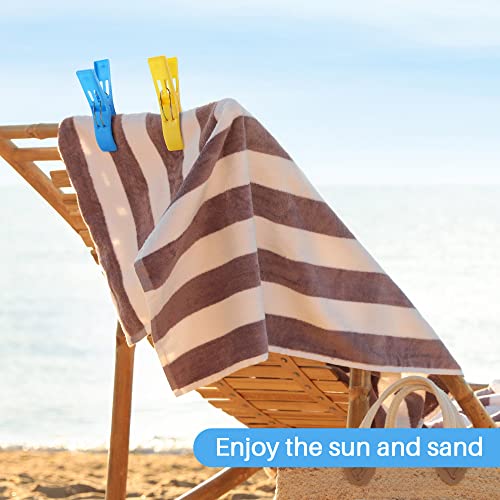 Beach Towel Clips for Chairs - Plastic Clothes Pins for Beach Chairs, Towel Holder Clips, Set of 16, Beach Accessories for Vacation