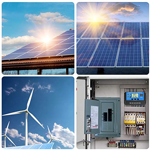 2Pcs 30A Solar Charge Controller, Black Solar Panel Battery Intelligent Regulator with Dual USB Port 12V/24V PWM Auto Paremeter Adjustable LCD Display