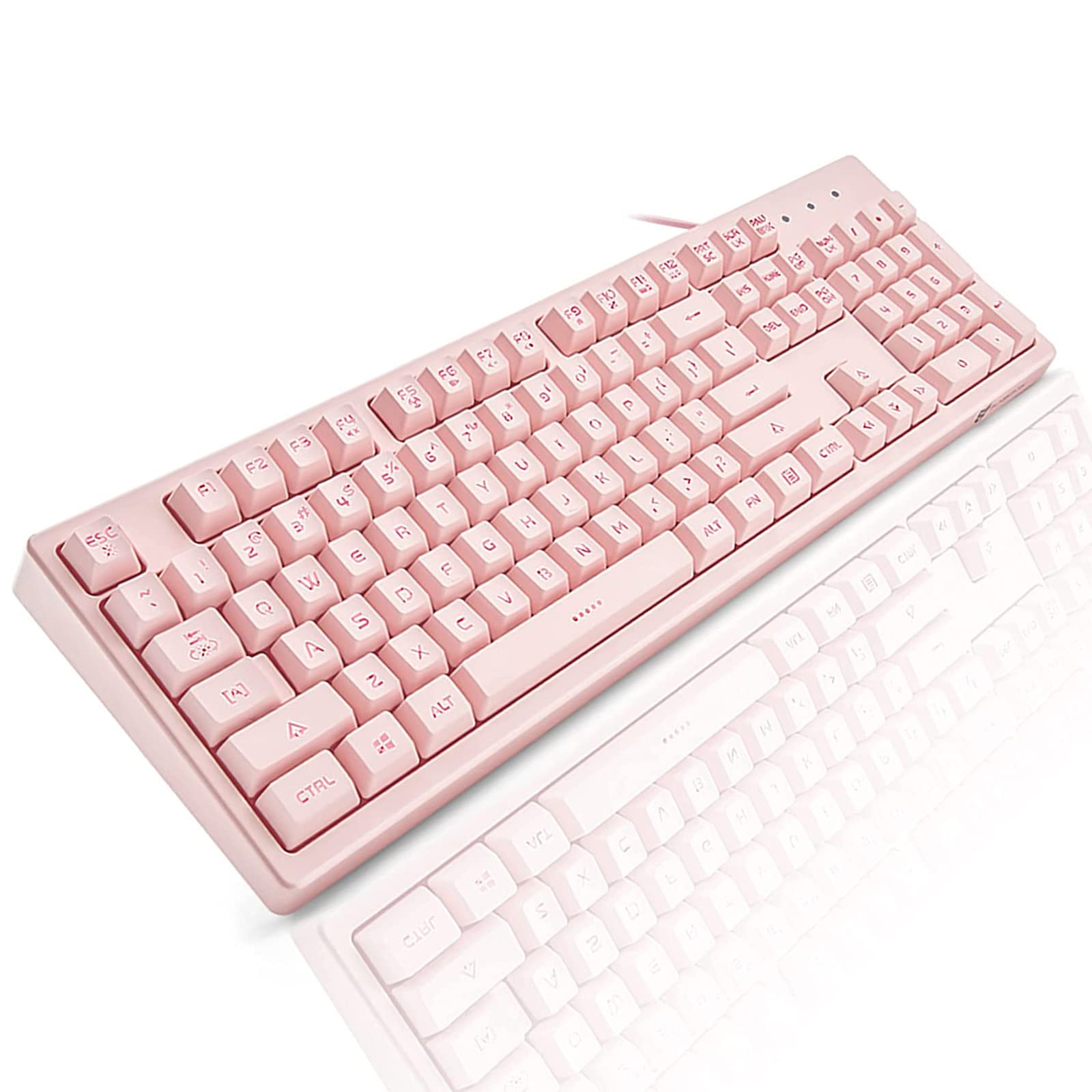 SAAMGU Pink Computer Keyboard, Gaming Keyboard for Office for Windows Laptop PC