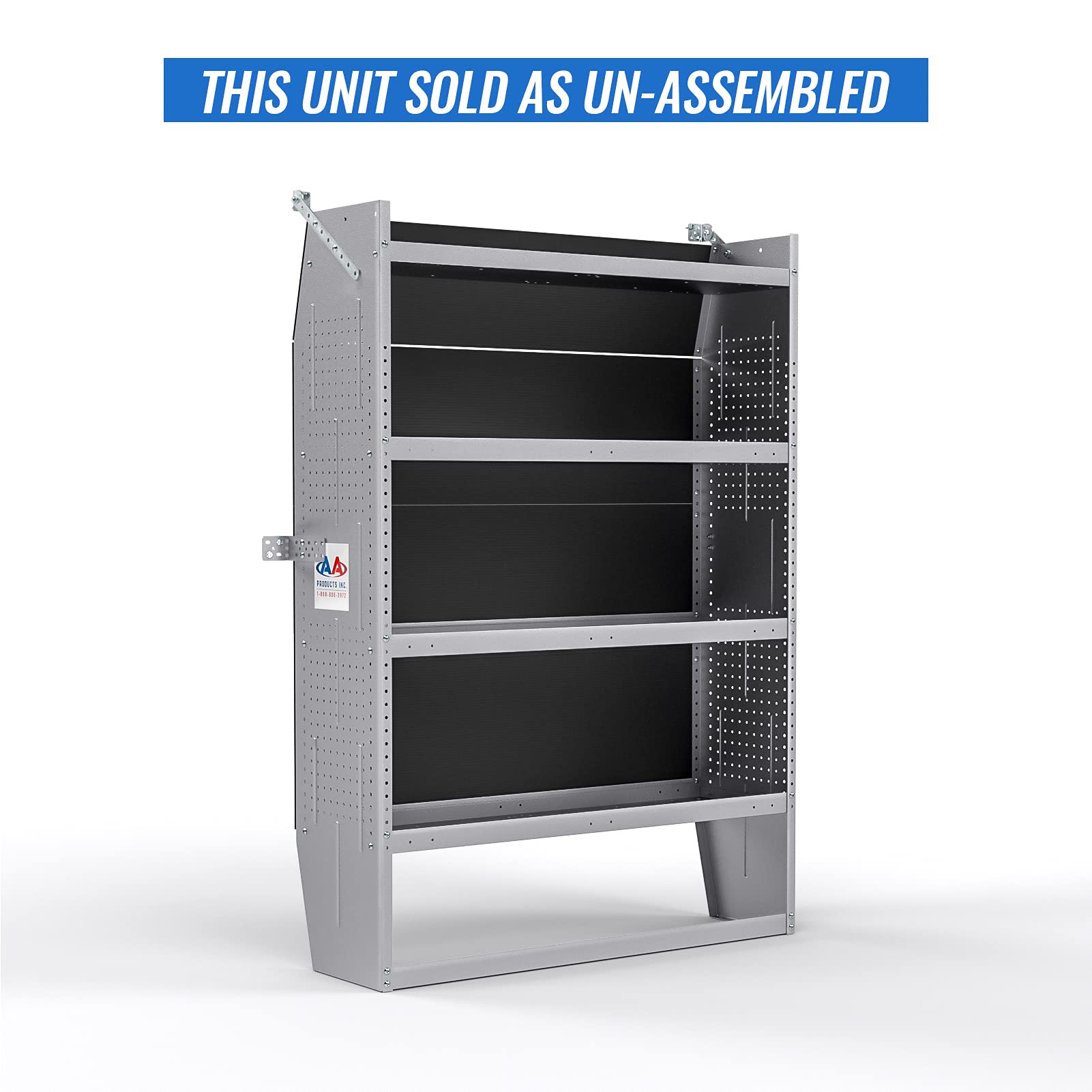 AA Products SH-6004 Steel Mid/High Roof Van Shelving Storage System Fits Transit, NV, Promaster and Sprinter, Van Shelving Units, 42''W x 60''H x 13''D