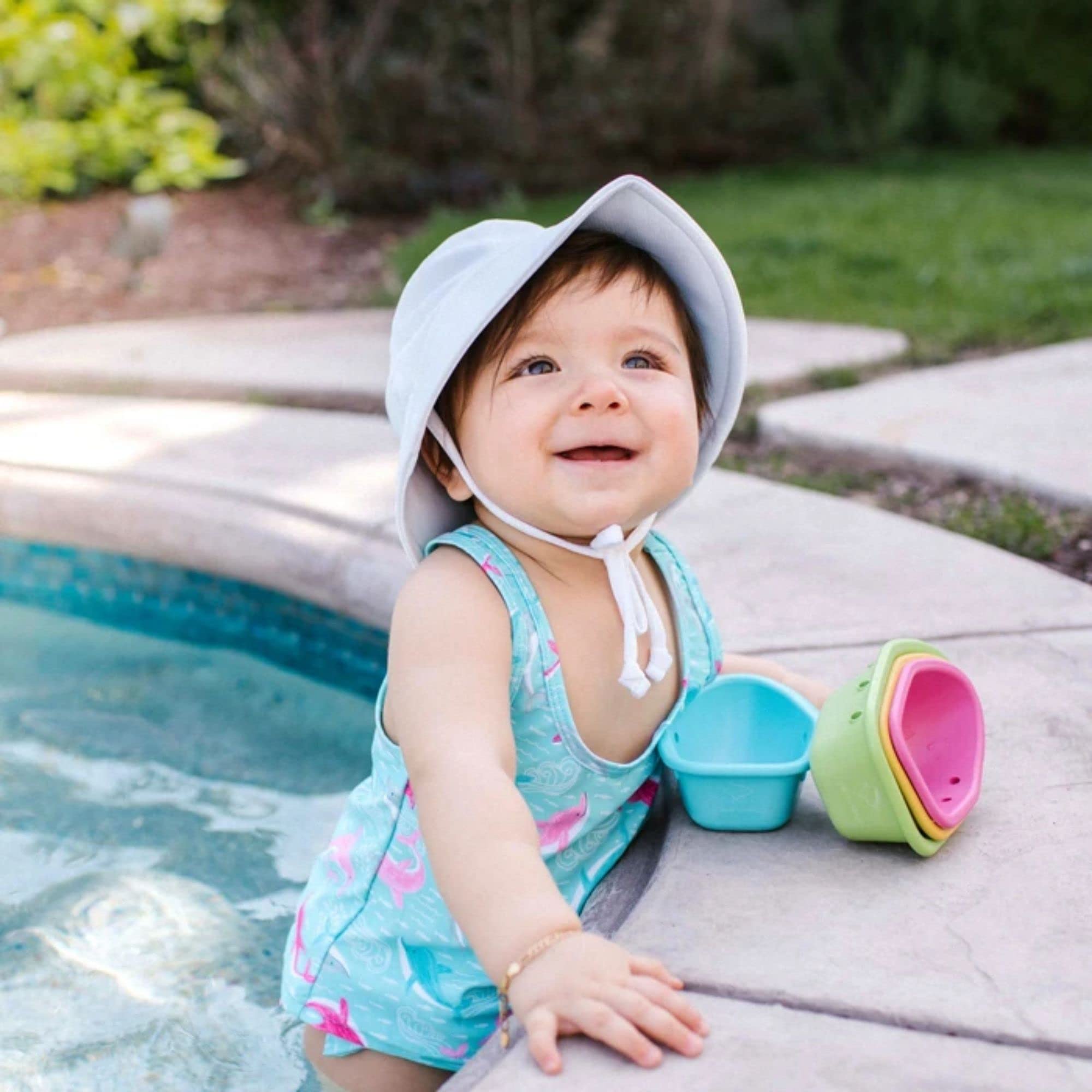 Breatheasy Bucket Sun Protection Hat-White-0/6mo