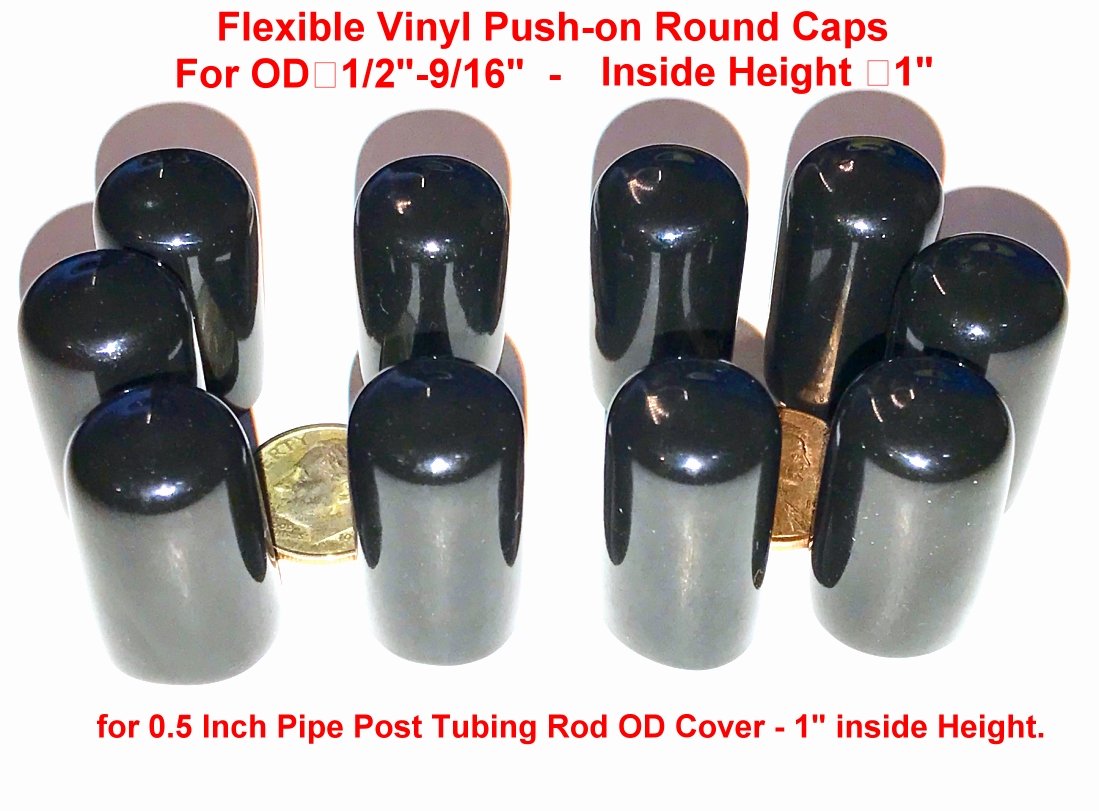 USA Make (75 Piece)β Assorted 1/8" to 1" Black Vinyl Round End Cap Cover for Pipe Plastic Tube Hub Caps Tubing Bolt Screw Rubber Thread Protector Safety Cover