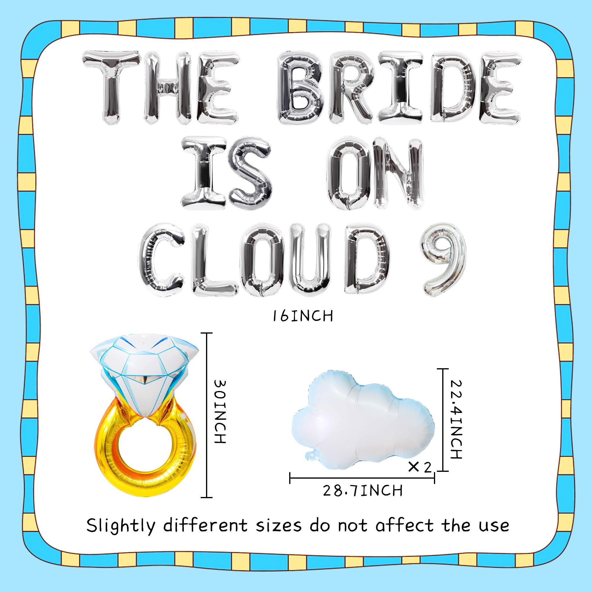 LaVenty Bride is on cloud 9 Balloons Bride is on cloud 9 Banner Decoration Backdrop The Bride Is On Cloud 9 Bachelorette Decoration