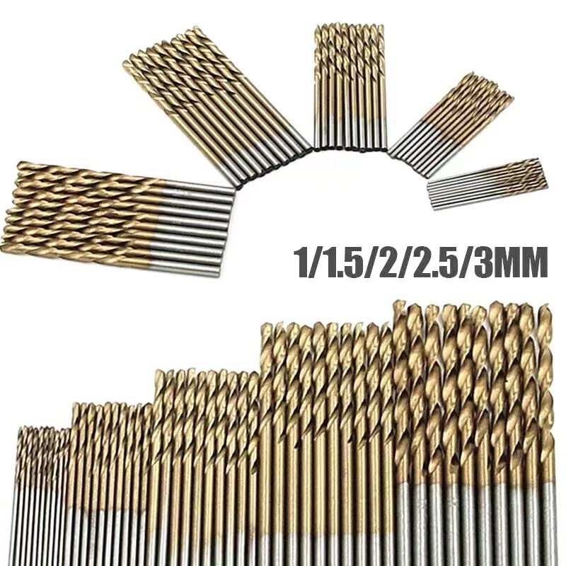 60PCS Titanium Micro Twist Drill Bits 1mm, 1.5mm, 2mm, 2.5mm, 3mm, 3.5mm-10pcs for Each，Small Fully Ground Mini Drill Bits for Wood, Plastic, Aluminum,DIY Making Craft Engraving