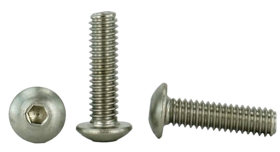 Stainless #8-32 x 5/8" (1/2" to 2" Available) Socket Button Head Cap Screws, Full Thread, Hex Drive, Stainless Steel 18-8, Machine Thread (8-32 x 5/8")