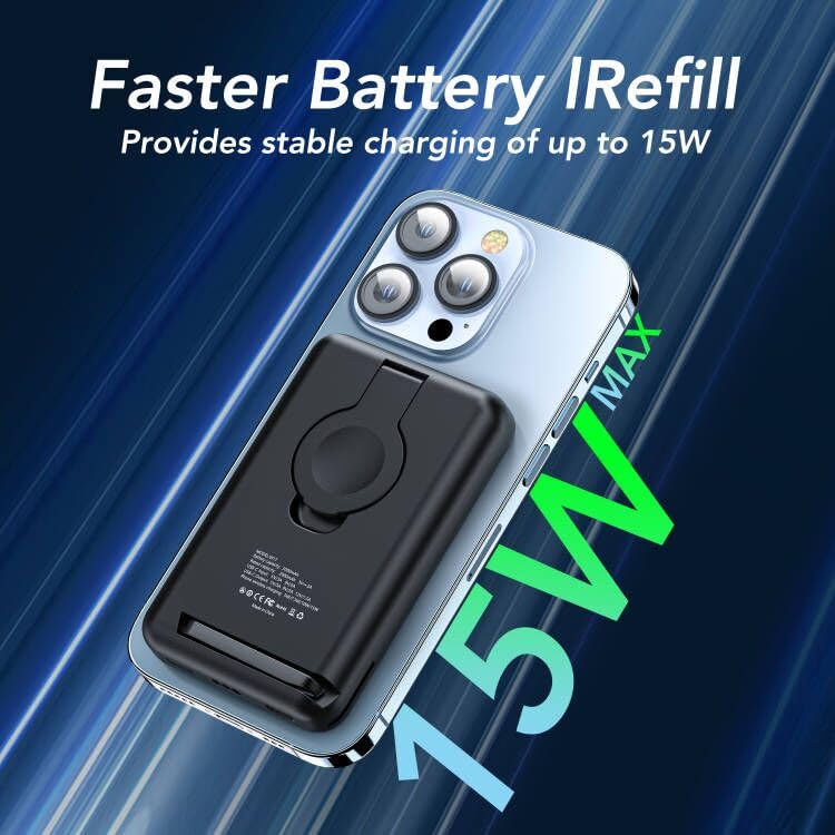 3 in 1 Wireless Charging Station,5000mAh Fast Foldable Portable Charger Battery Pack USB C Power Bank for MagSafe,for iPhone 15 14 13 12 Series/Apple Watch/Airpods with 20W Charger Adapter (Black)