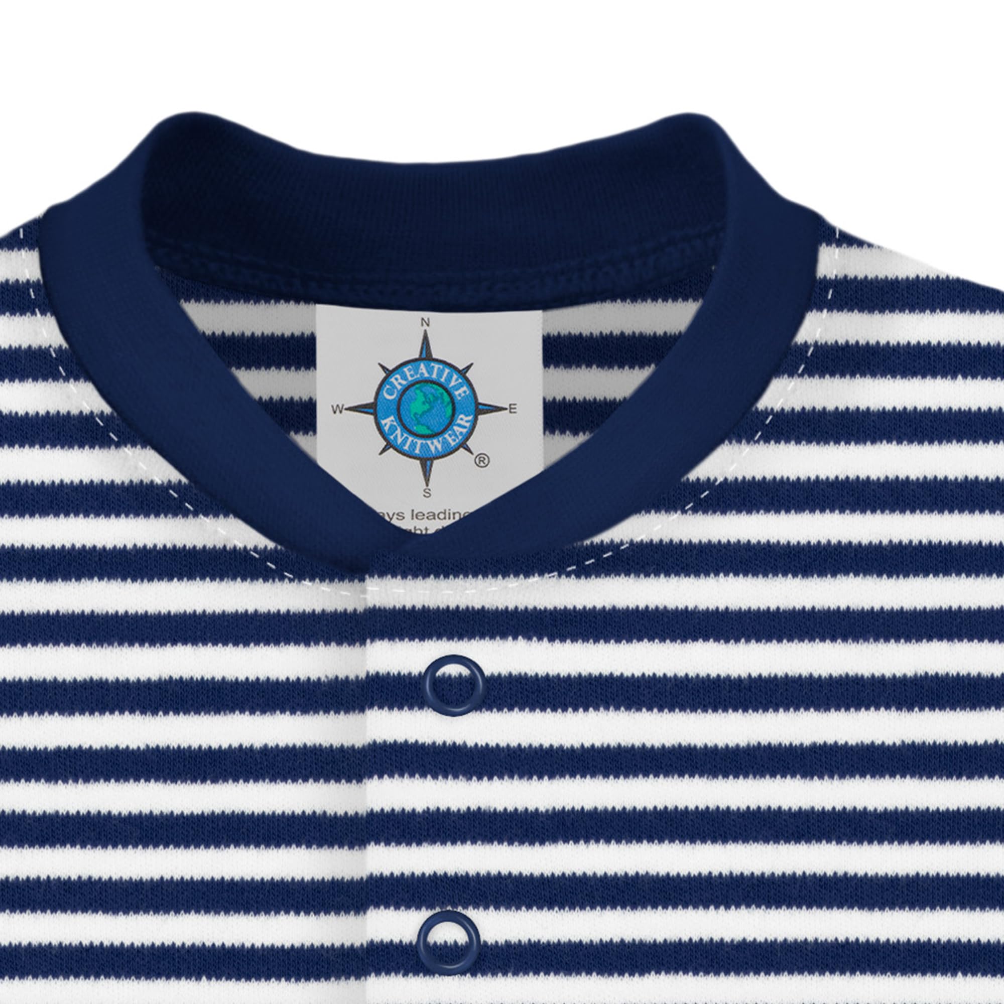 Creative Knitwear Villanova University Wildcats Striped Newborn Footed Baby Romper, Navy, 6-9 Months