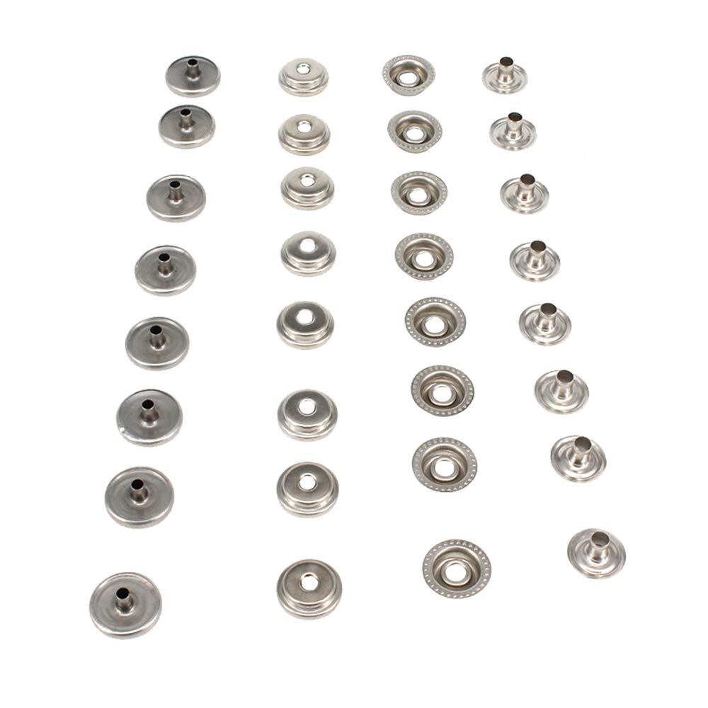 Snap Fasteners,HKOO Snap Fasteners 100% Stainless Steel Boat Marine Canvas Upholstery Snaps Cap - Socket - Stud - Eyelet All Four Parts,15mm Cap (80 Pieces) (5/8"Stainless Steel)