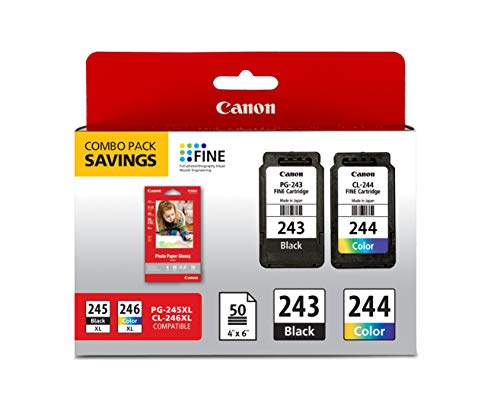 Canon 1287C005 PG-243/CL244 4x6 Paper Combo Pack " PG-243/CL244 4x6 Paper Combo Pack Compatible to iP2820, MX492, MX492, MG2420, MG2520, MG2920, MG2922, MG2924, MG2920, MG3020, MG2525, TS3120, TS302, TS202, TR4520", Multicolor, 6.5 x 2.5 x 5.8 inches