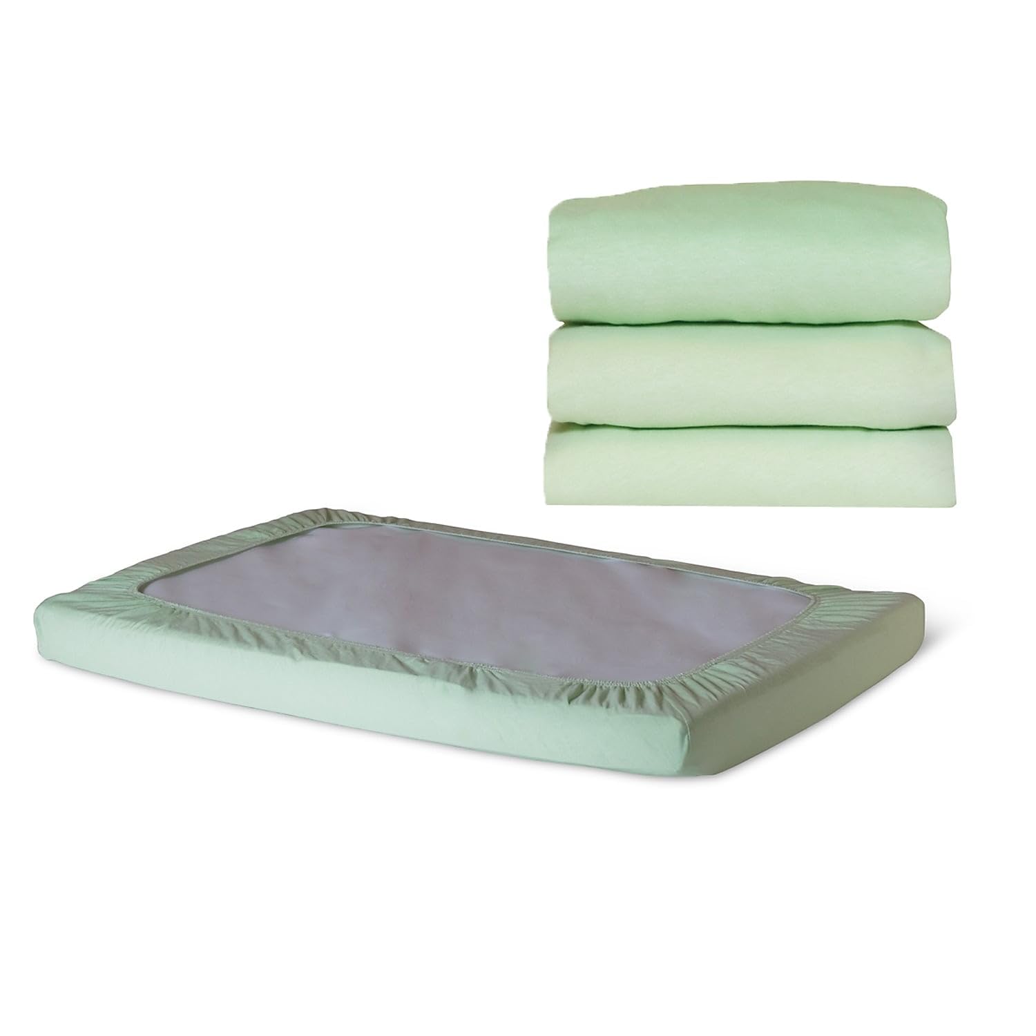 Foundations SafeFit Elastic Fitted Sheet, Compact-Size, Mint, Pack of 2 (FNDFSNFMT06-2)