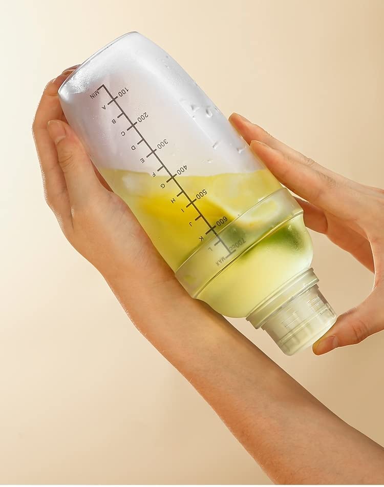 4 Pcs 700CC/24Oz Plastic Cocktail Shaker Drink Mixer Hand Shaker Cup with Scales Transparent(4, 700cc)