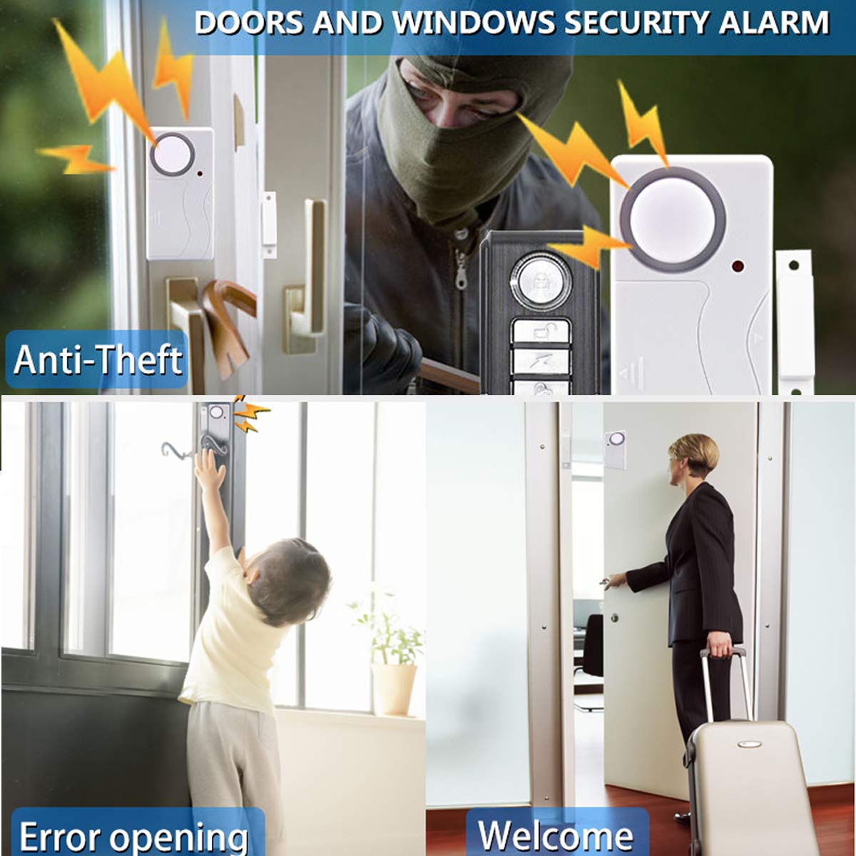 HENDUN Wireless Door Alarms When Opened with Remote, Door Security Sensor, Pool Alarm for Kids Safety, Sliding (2 Pack)