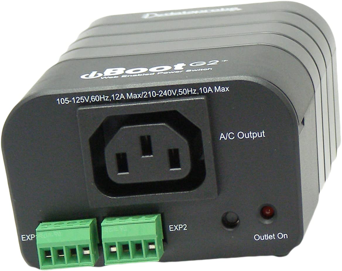 Dataprobe iBoot-G2S Web IP Power Switch, 12 AMPs at 105-125 VAC, Built-in 2 Port Network 10/100 Switch, Remote Power Switch, Cloud Controlled. Remote Devices Remotely