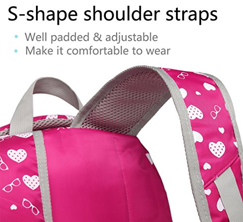 BLUEFAIRY Girls Backpack Kids Elementary School Bags Child Bookbags Waterproof Lightweight Travel Sturdy Durable Gift Mochila Para 5.6.7.8.9.10 Niñas(Rose Red)