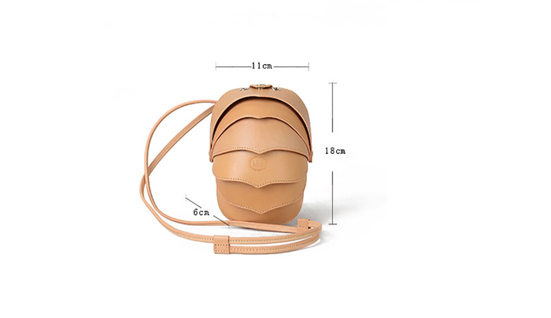AUMI 4 Cellphone Crossbody Tan Beetle Bag Mini Cell Phone Purse Genuine Leather