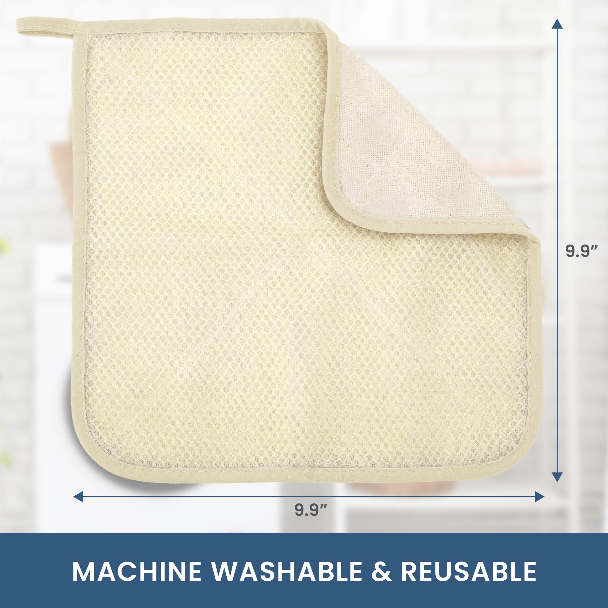 S&T INC. Exfoliating Washcloths, Dual Sided for Face and Body Scrub Towel, 9.9 Inch x 9.9 Inch, Cream, 3 Pack
